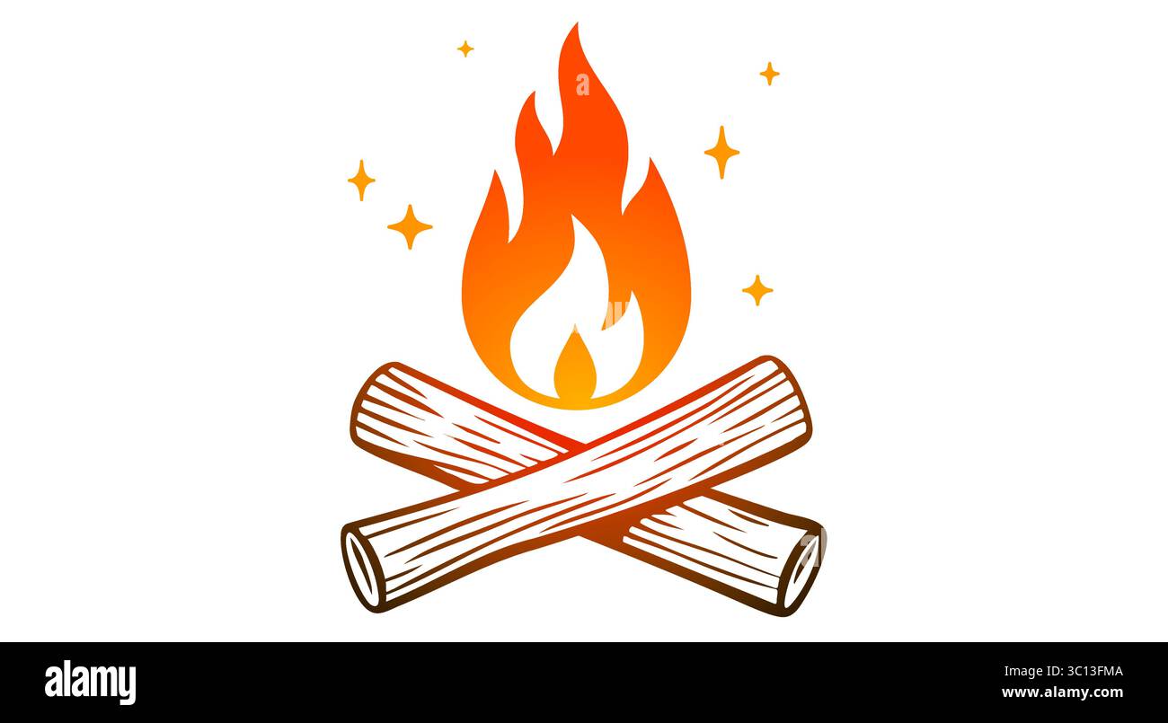 Burning gas fireplace isolated Stock Vector Images - Alamy