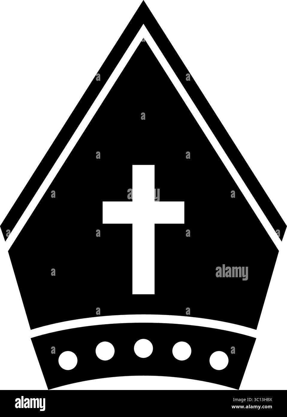 Vector icon of a bishop's mitre with a cross symbol, representing ...