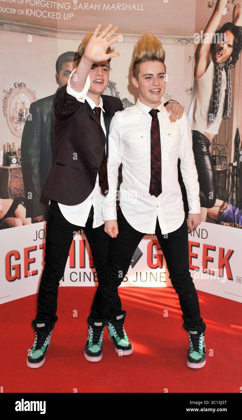 John and Edward Grimes aka Jedward at the premiere of "Get Him To The ...
