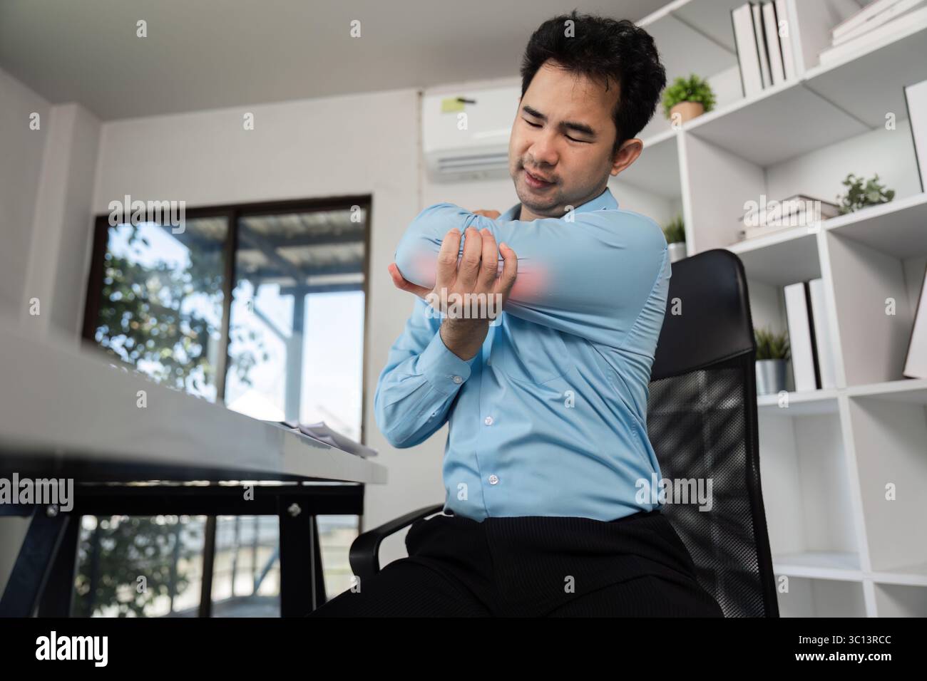 Office Worker Experiencing Muscle Pain and Discomfort Due to Office ...