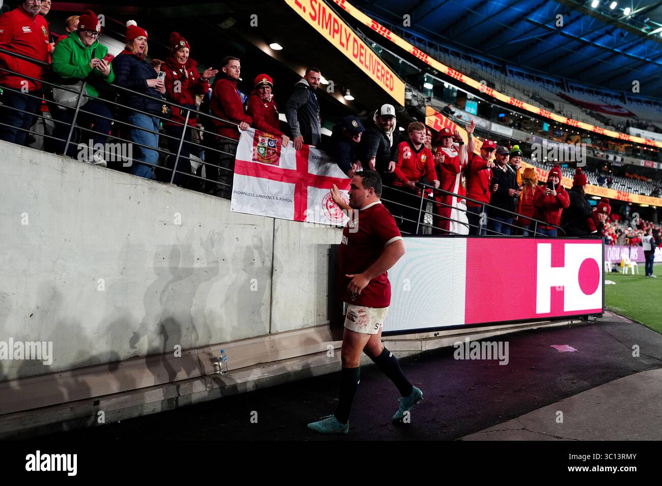 British and Irish Lions' Jamie George gestures to supporters as he ...
