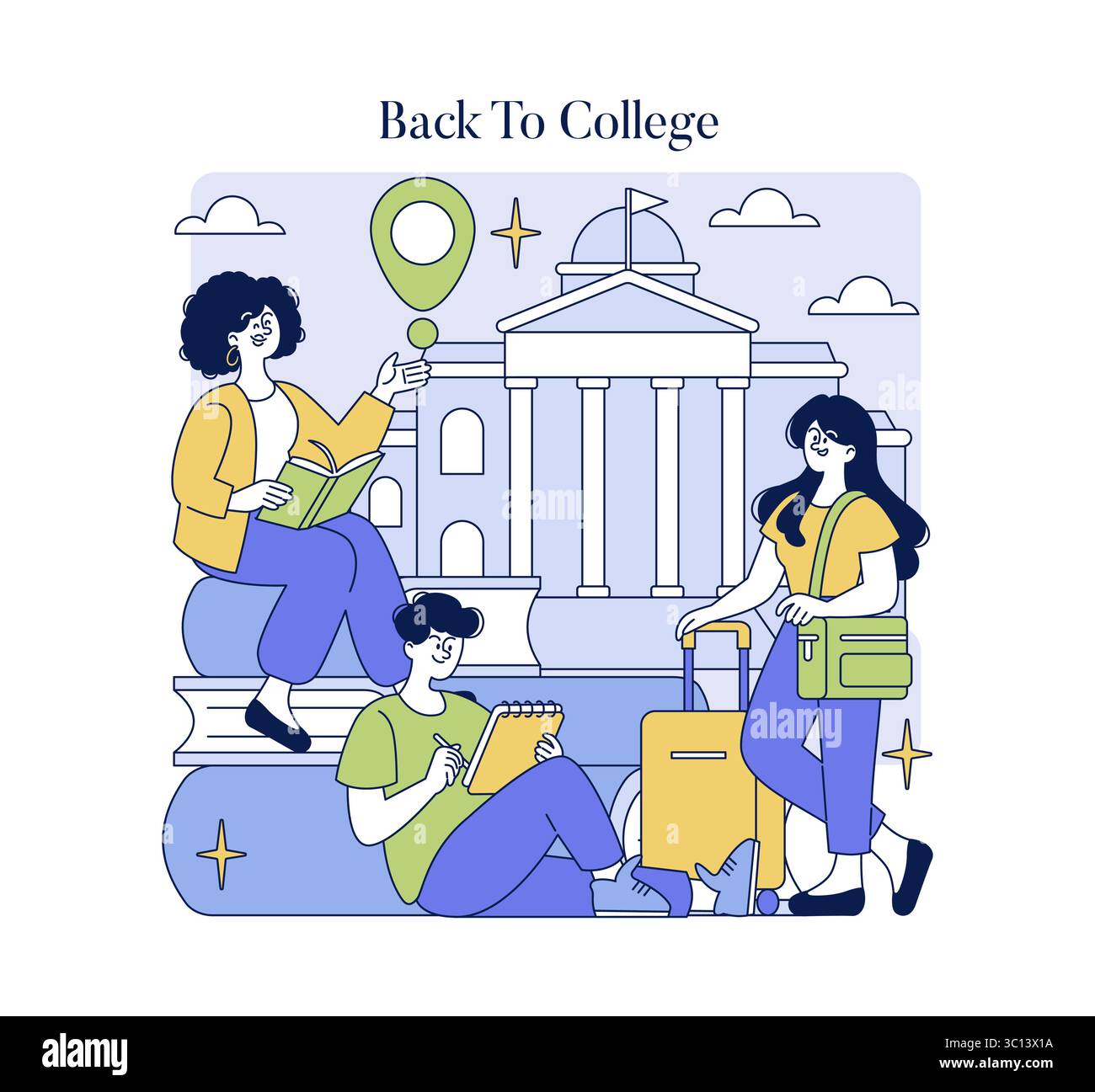 Diverse college students on campus Stock Vector Images - Alamy