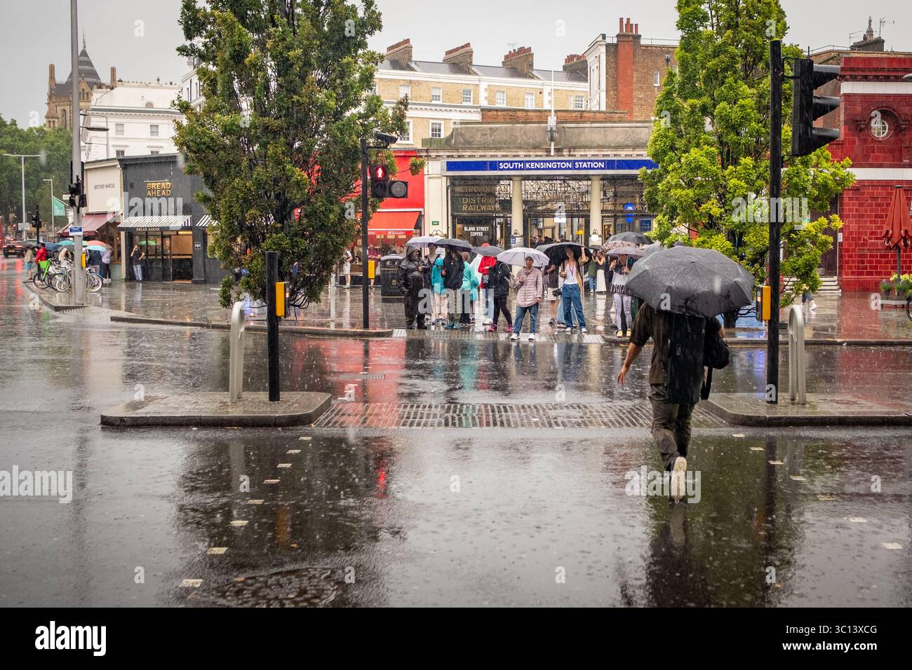 LONDON- JULY 19, 2025: A rainy summers day outside South Kensington ...