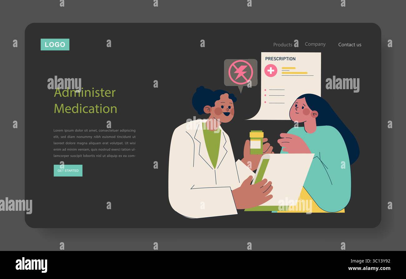 Vector illustration of a healthcare professional explaining medication ...
