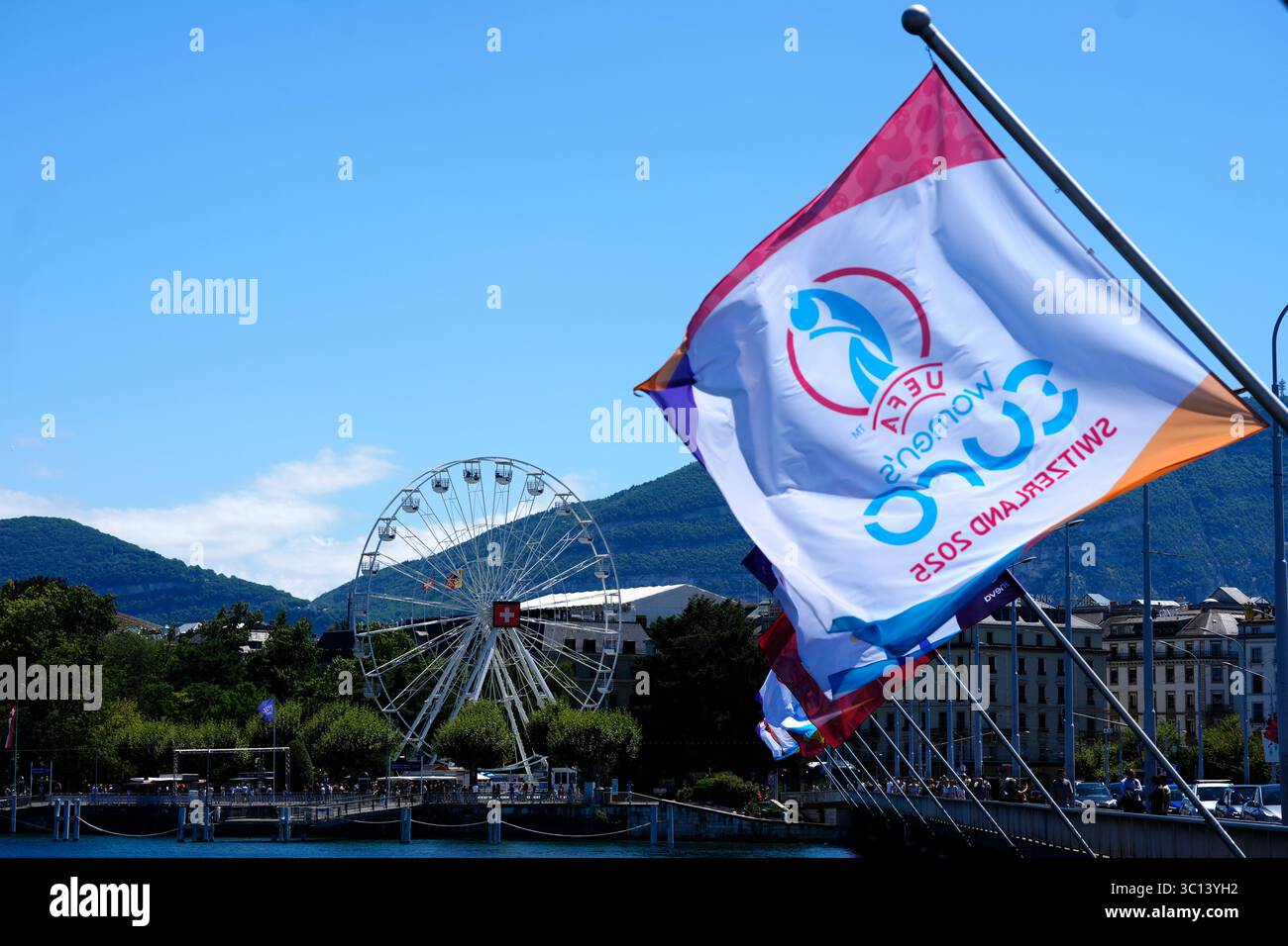 A UEFA flag ahead of the UEFA Women's Euro 2025 semi-final match at the ...
