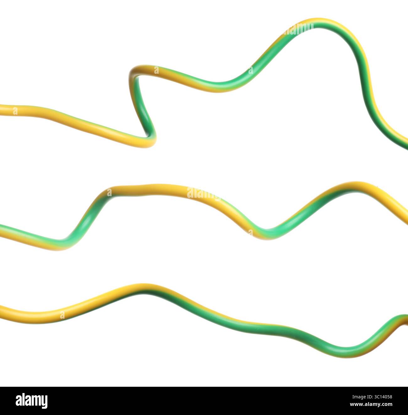 Green and yellow electrical wire isolated on white, set Stock Photo - Alamy