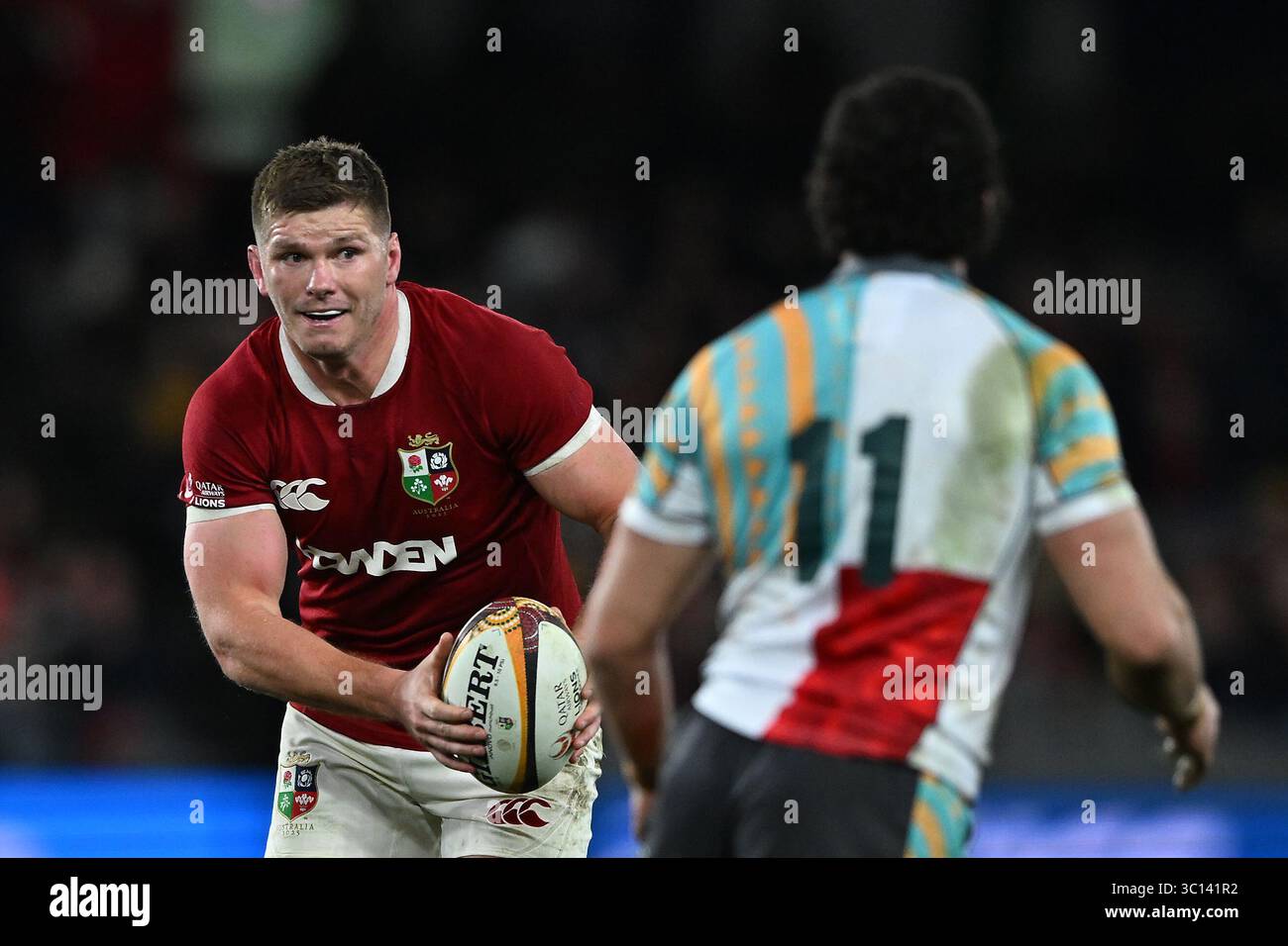 Owen Farrell of the Lions in action during the Tour Match between the First Nations & Pasifika ...