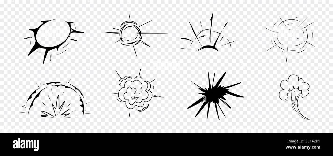 Explosion effect comic manga line sketch. Motion anime explode, radial ...