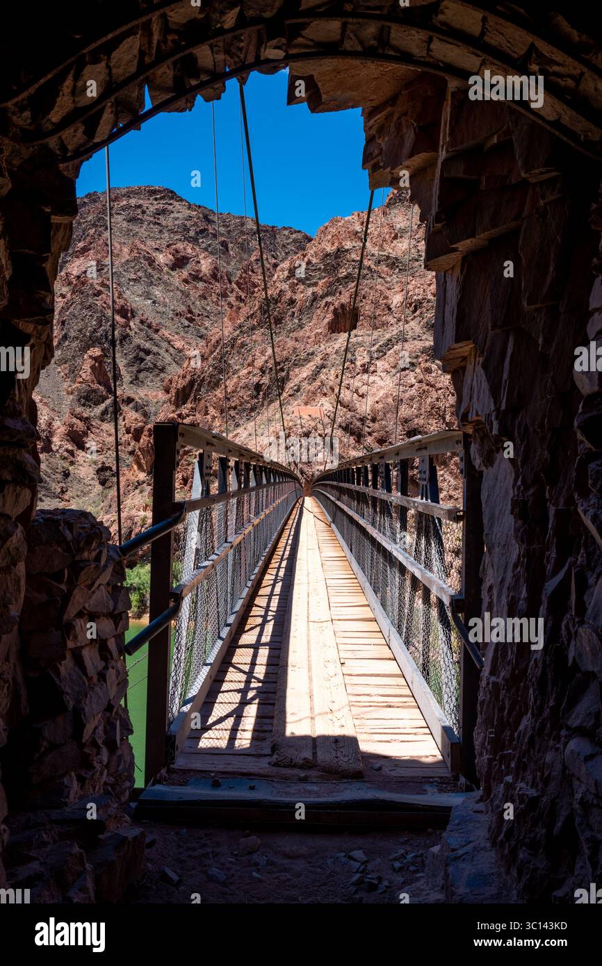 Vertical View of Grand Canyon Black Bridge with Tunnel Entrance Stock ...