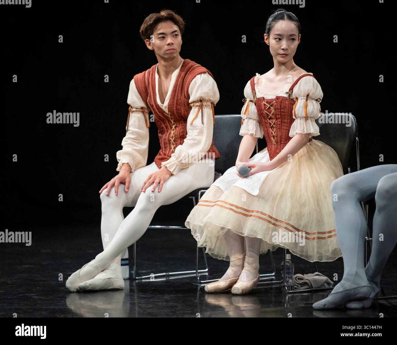 London, UK. 22 July 2025. (L) Shunsuke Mizui and Risako Ikeda at an interview after a photocall ...