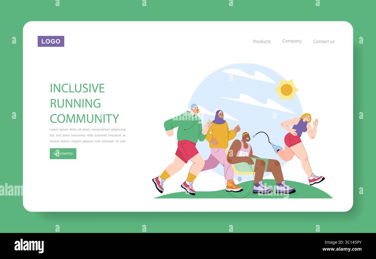 World Running Day concept. Diverse group of people including athletes ...