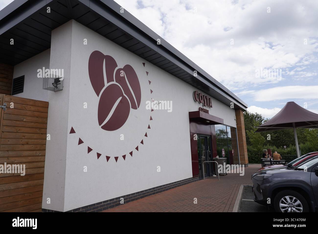 Costa Coffee, waiting bay drive through Corporate logo signs in ...