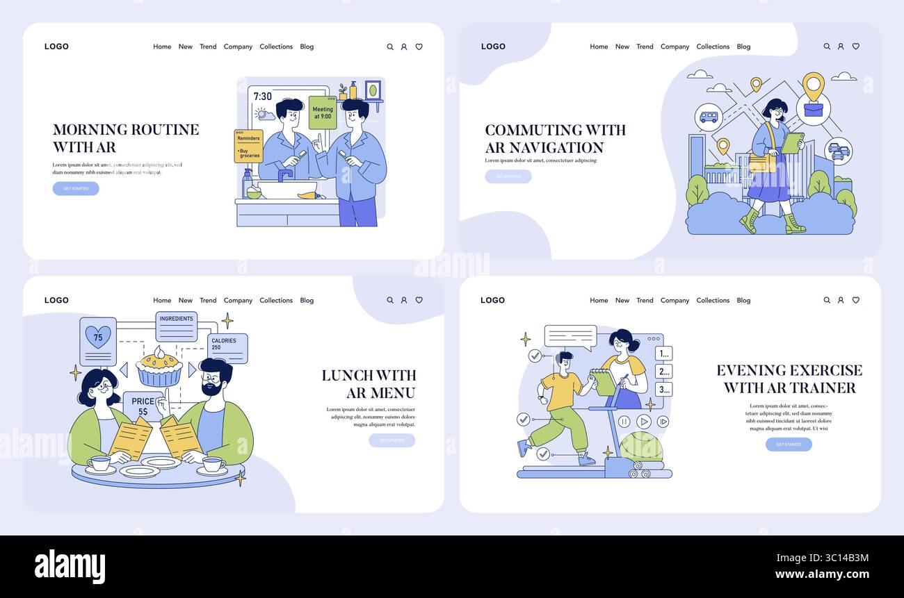 Vector illustration depicting daily activities enhanced by AR ...