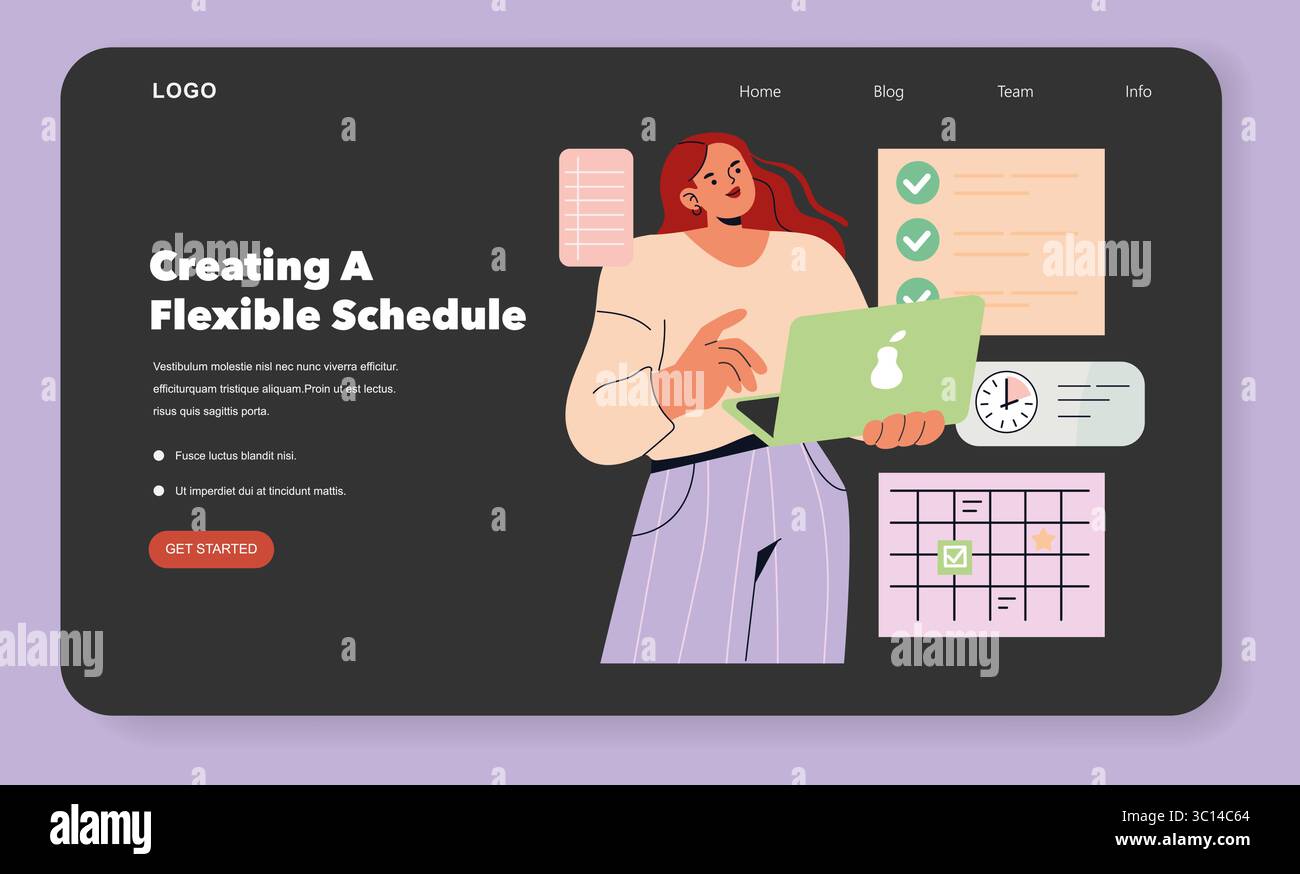 Tomorrow Work concept. Businesswoman planning flexible schedule with ...