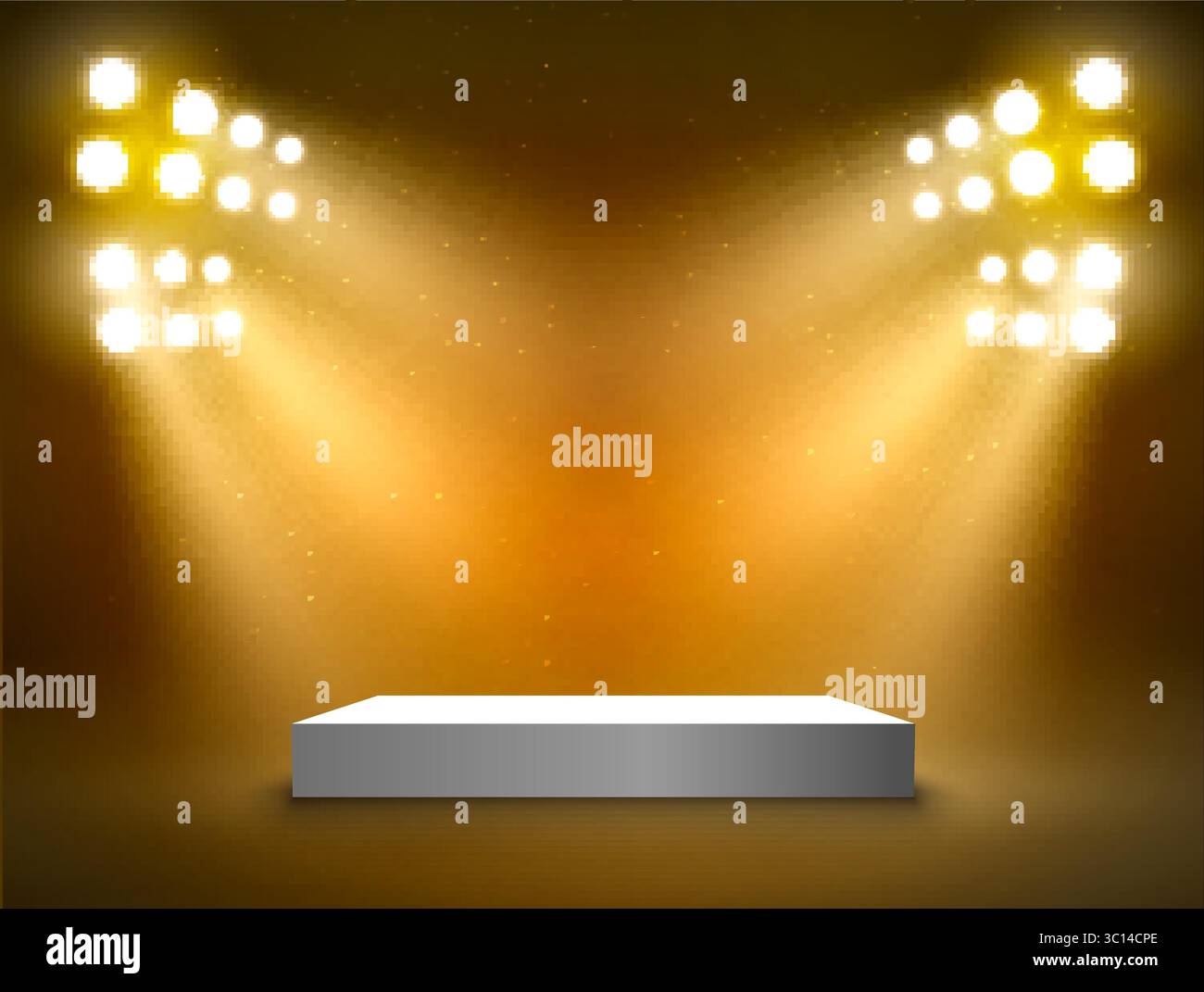 Stage podium with light presentation pedestal. Award illuminated show ...