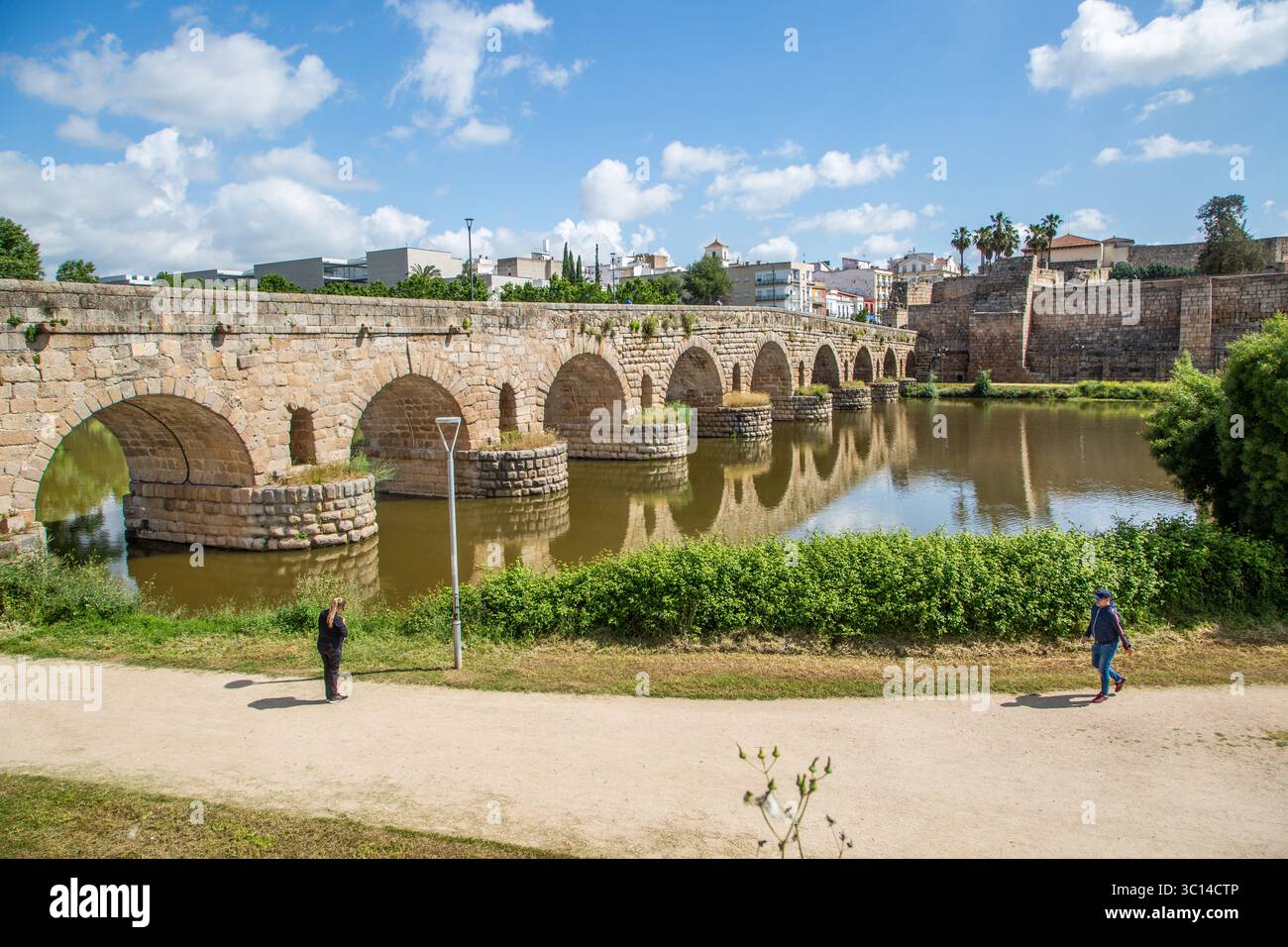 The Roman stone built bridge over the Guadiana River in the Spanish ...