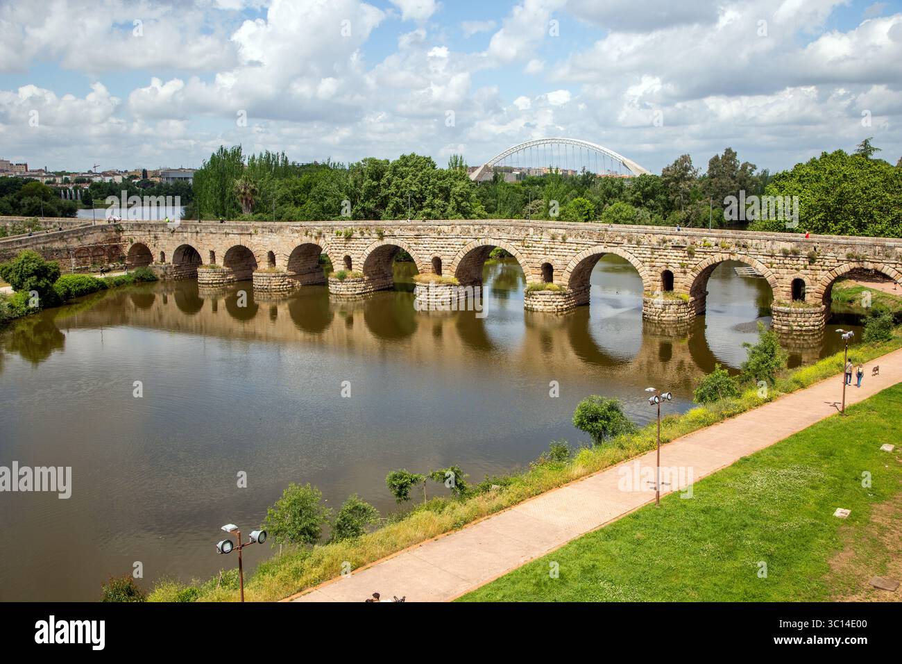 The Roman stone built bridge over the Guadiana River in the Spanish ...