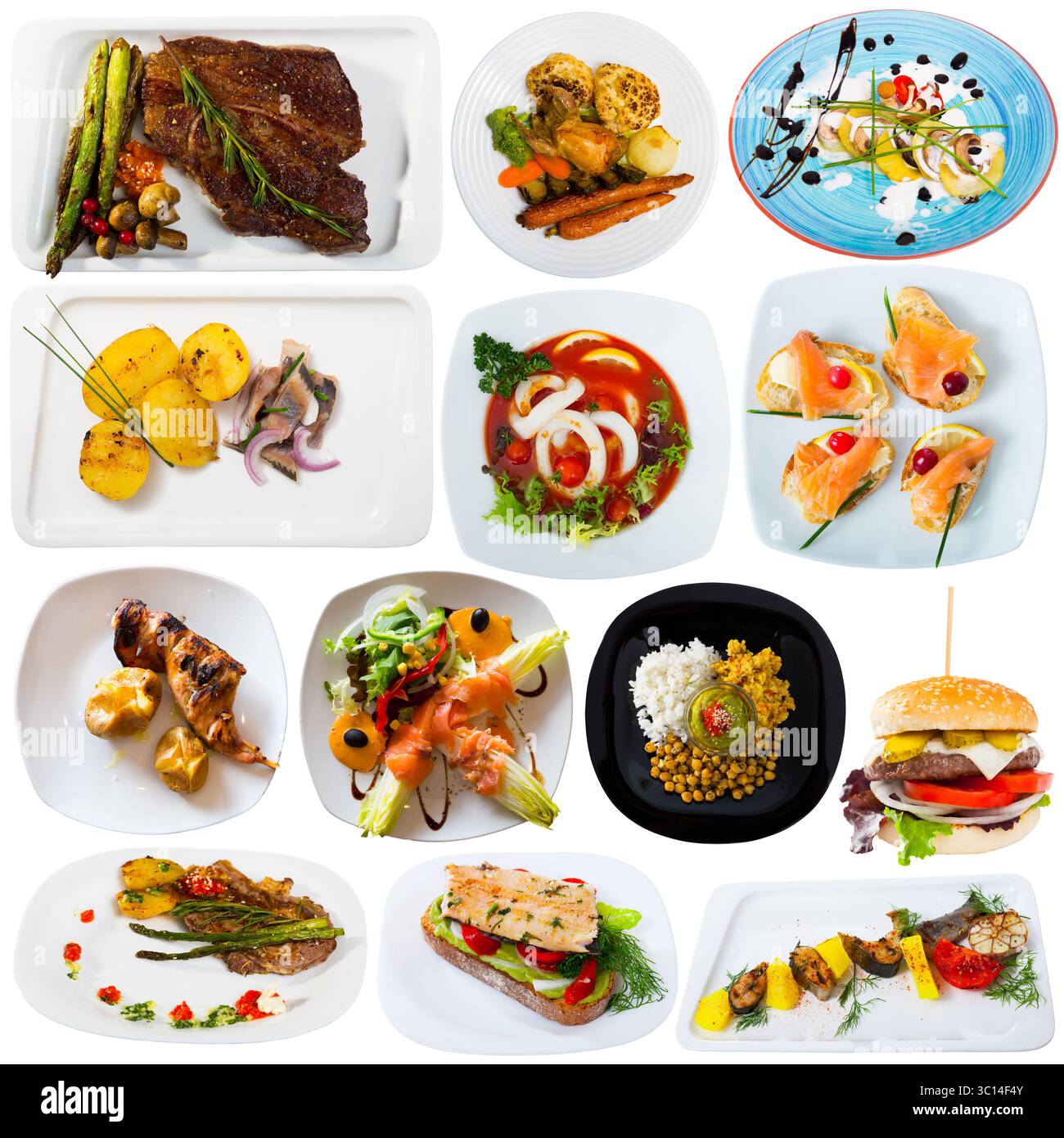 Collage of different meals isolated Stock Photo - Alamy
