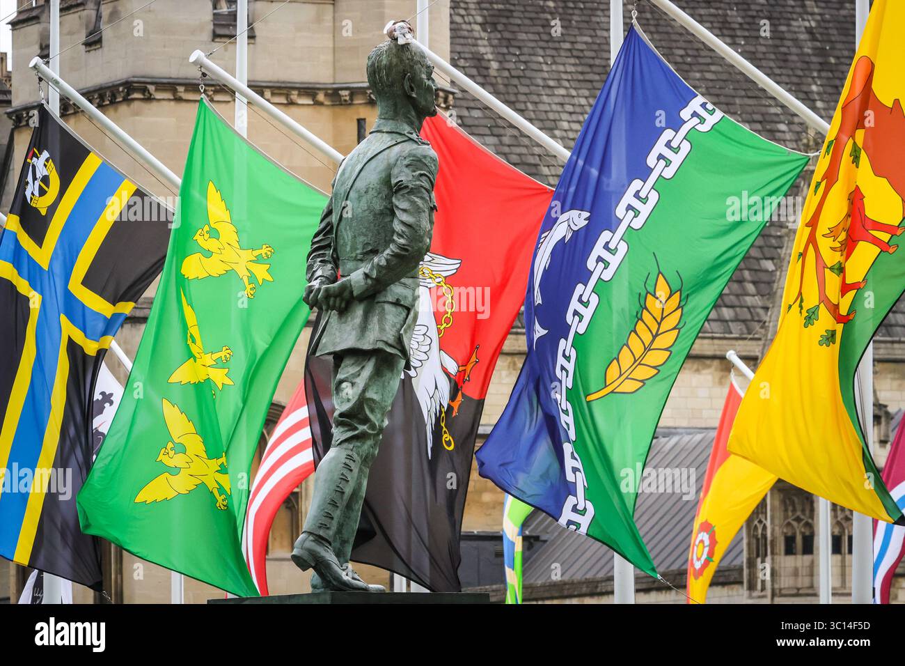 London, UK. 22nd July, 2025. The flags of 50 historic counties have ...