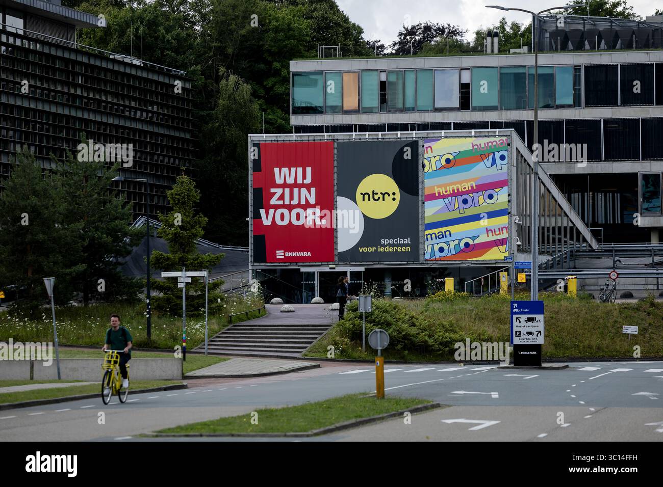 HILVERSUM - Building with logos of BNNVARA, NTR (Dutch Program ...