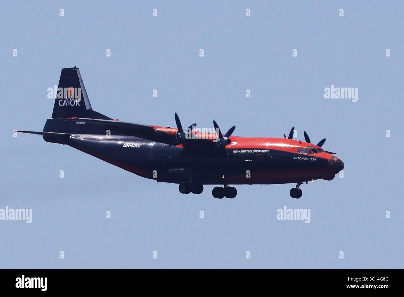in the photo an Antonov 12BK of the Cavok company Stock Photo - Alamy