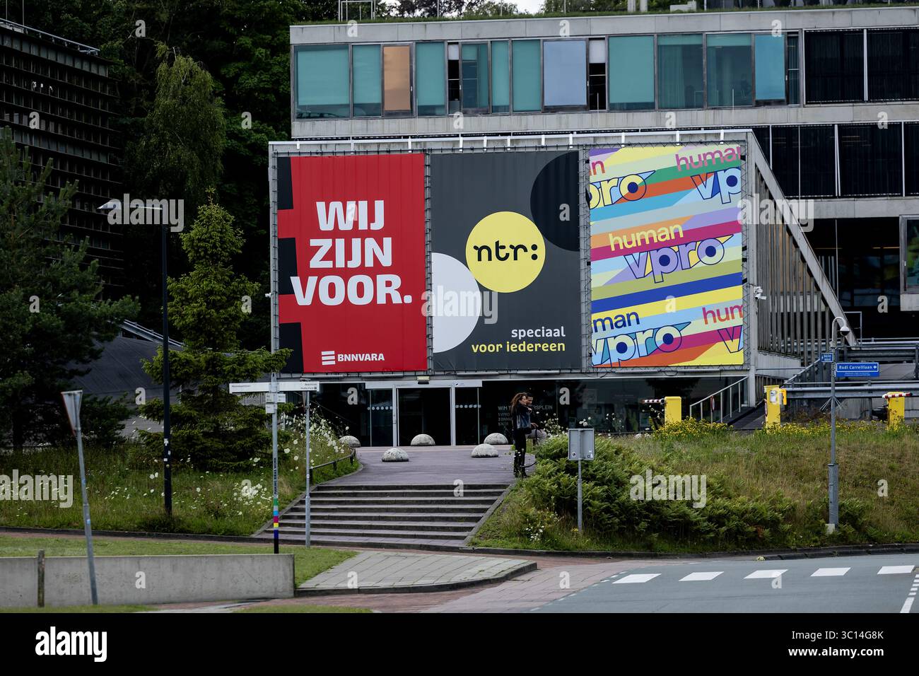 HILVERSUM - Building with logos of BNNVARA, NTR (Dutch Program ...