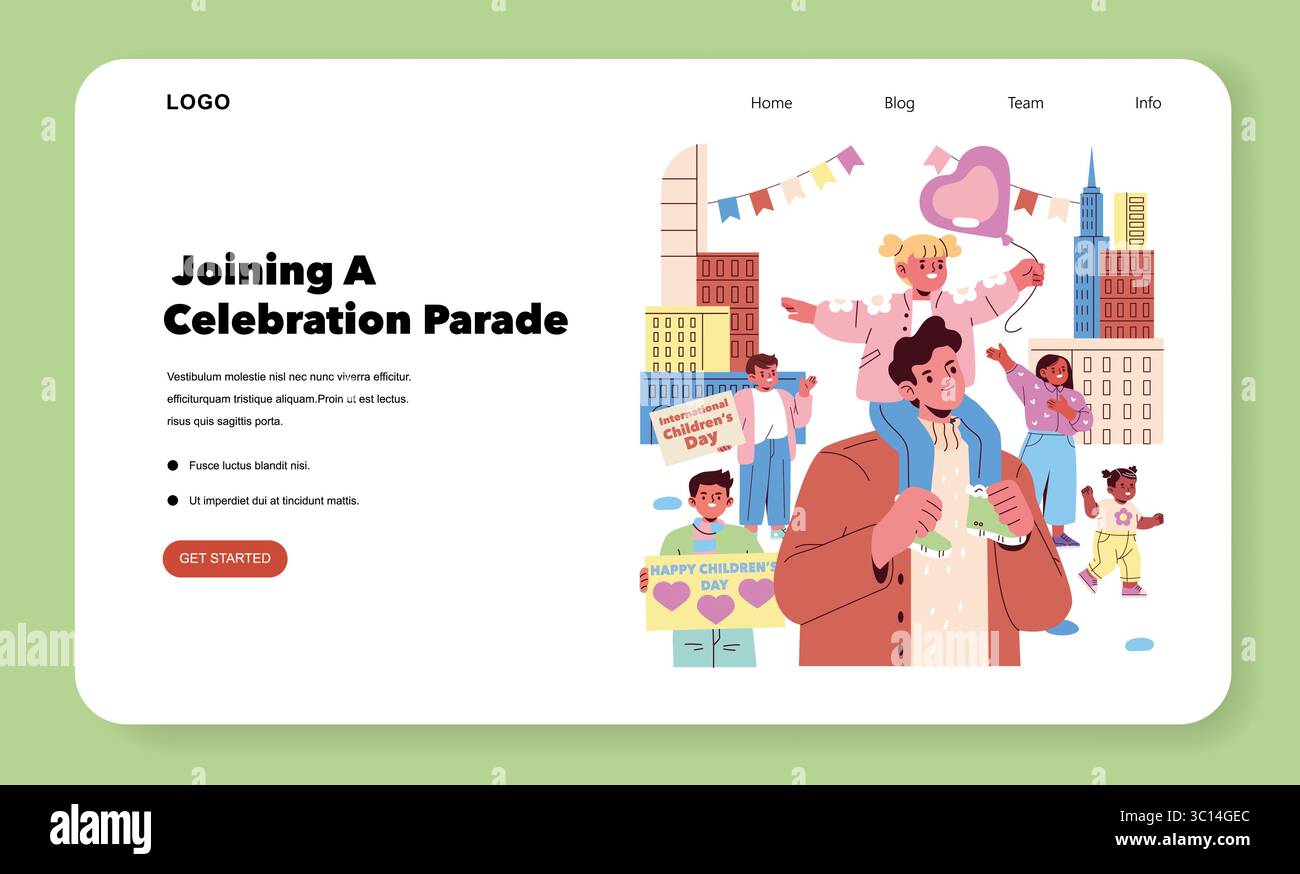 Vector illustration shows families and children enjoying a Children's ...