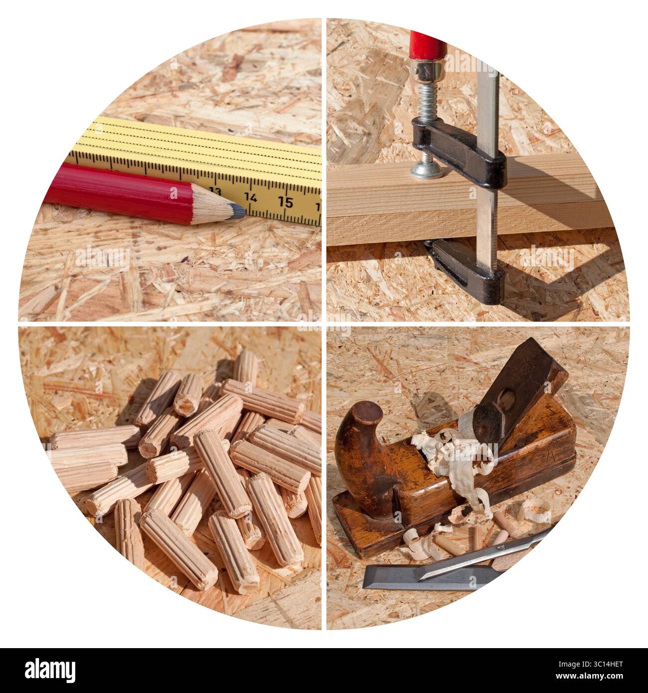 Carpenter's tools in a collage Stock Photo - Alamy