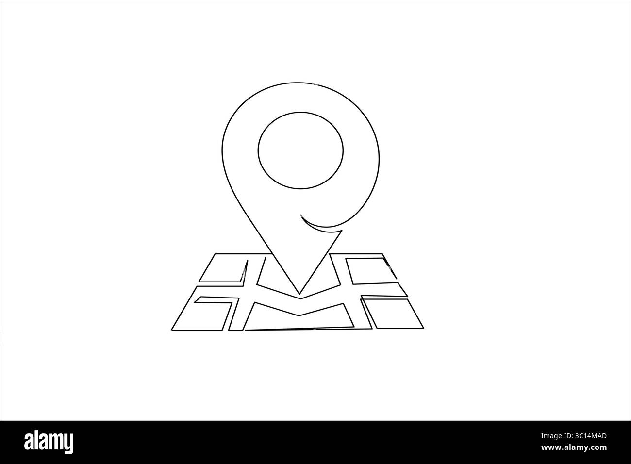 Continuous line drawing of a location map path with destination markers ...
