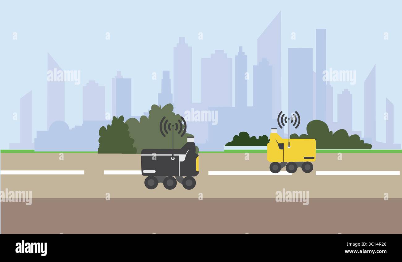 A food delivery robot is driving down the sidewalk. Autonomous Food ...