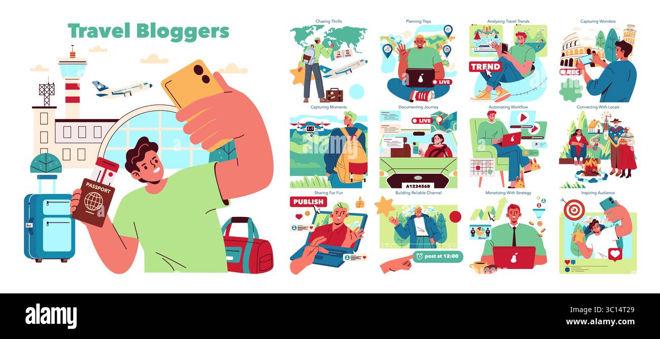 Documenting locals in travel Stock Vector Images - Alamy