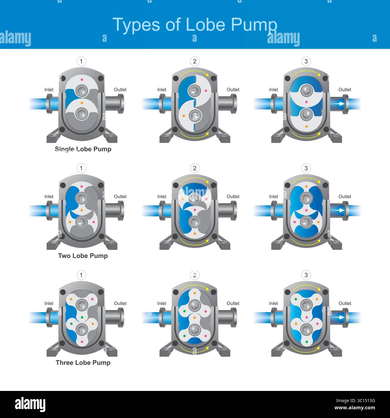 Types and Operation of Lobe Pumps Stock Vector Image & Art - Alamy