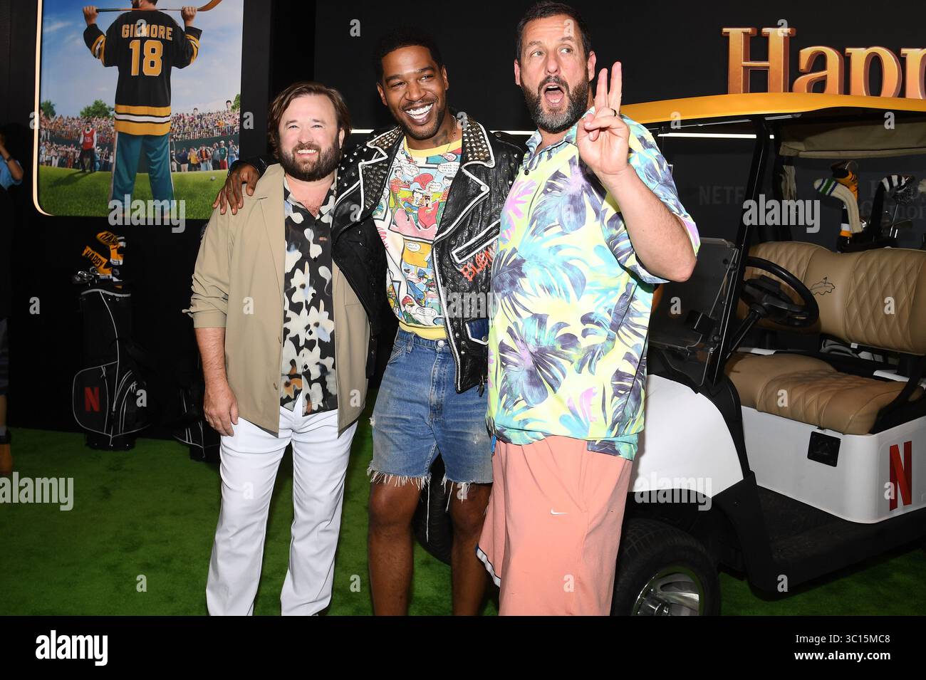 (L-R) Haley Joel Osment, Kid Cudi and Adam Sandler attend the Happy ...