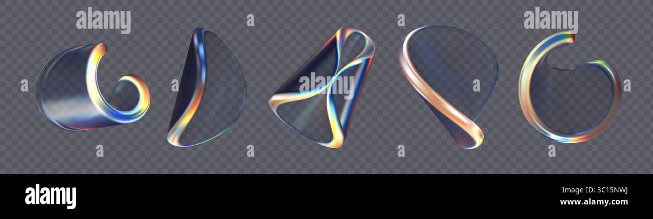 Set of 3d transparent glossy twist round shapes Stock Vector Image ...