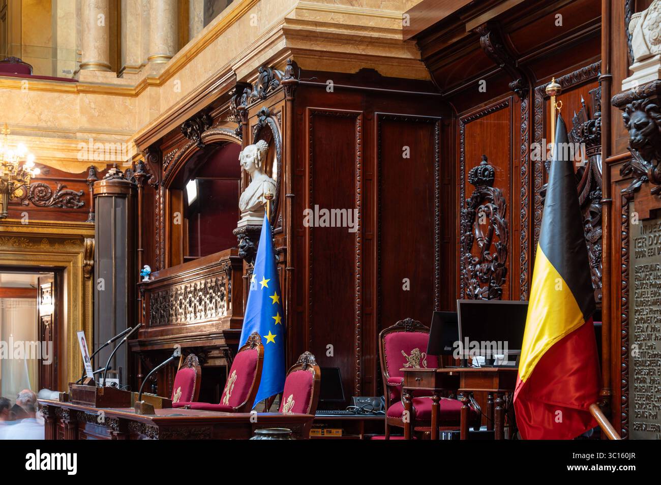 Interior design of the Senate in the Federal Parliament in Brussels ...
