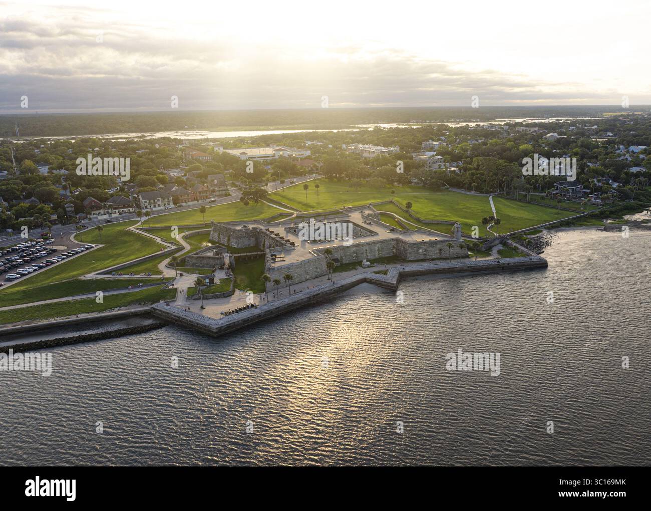Aerial view of the Castillo de San Marcos fortress with its star-shaped ...