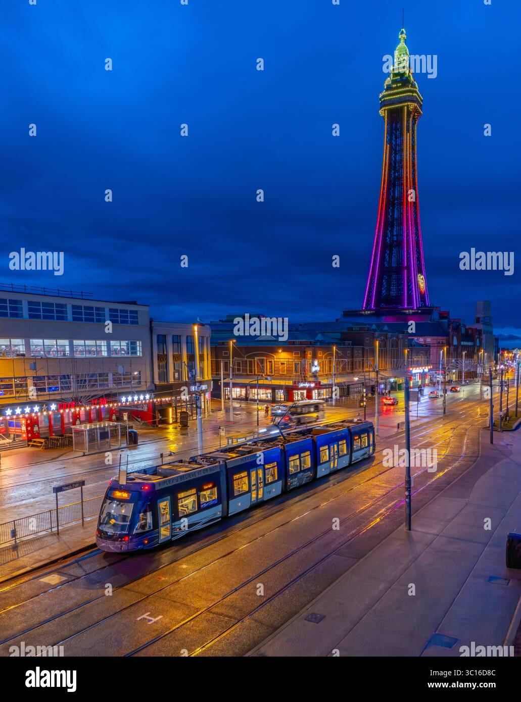 Blackpool Transport Flexity Tram calling at North Pier tram stop ...