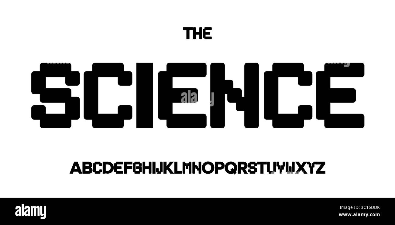 Science technology font, futuristic alphabet for scientific headline ...