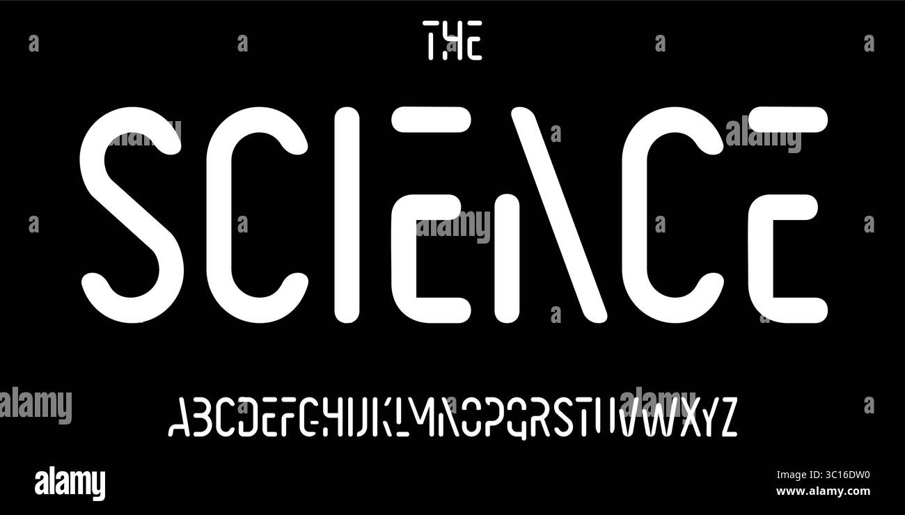 Science technology font, futuristic alphabet for scientific headline ...