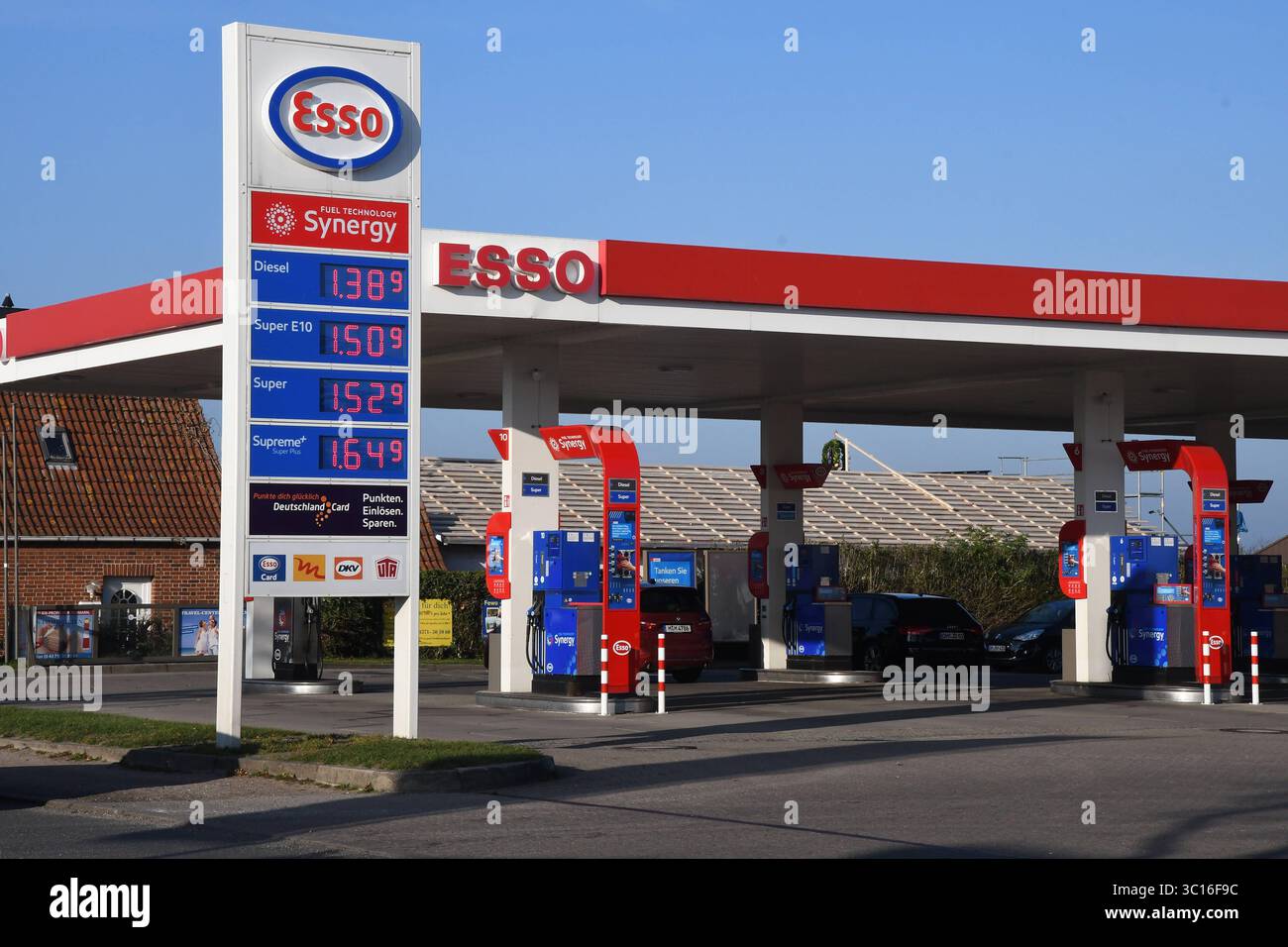 Burg / Fehmarn / Germany 17.November 2018. Esso gasoline station in ...