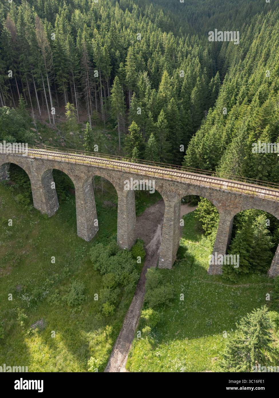 Aerial view of the Telgárt Viaduct standing prominently amidst the ...