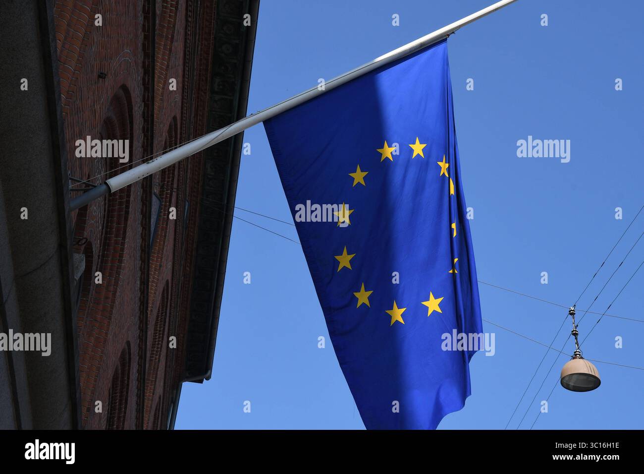 Copenhagen/Denmark 26.JULY 2018 European flag in daish capital. . Photo ...