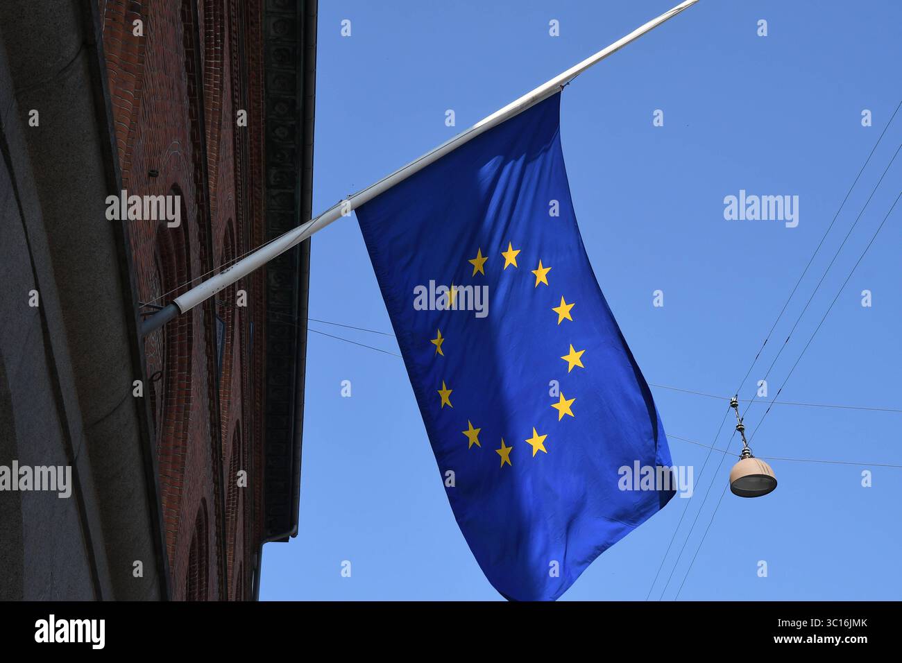 Copenhagen/Denmark 26.JULY 2018 European flag in daish capital. . Photo ...