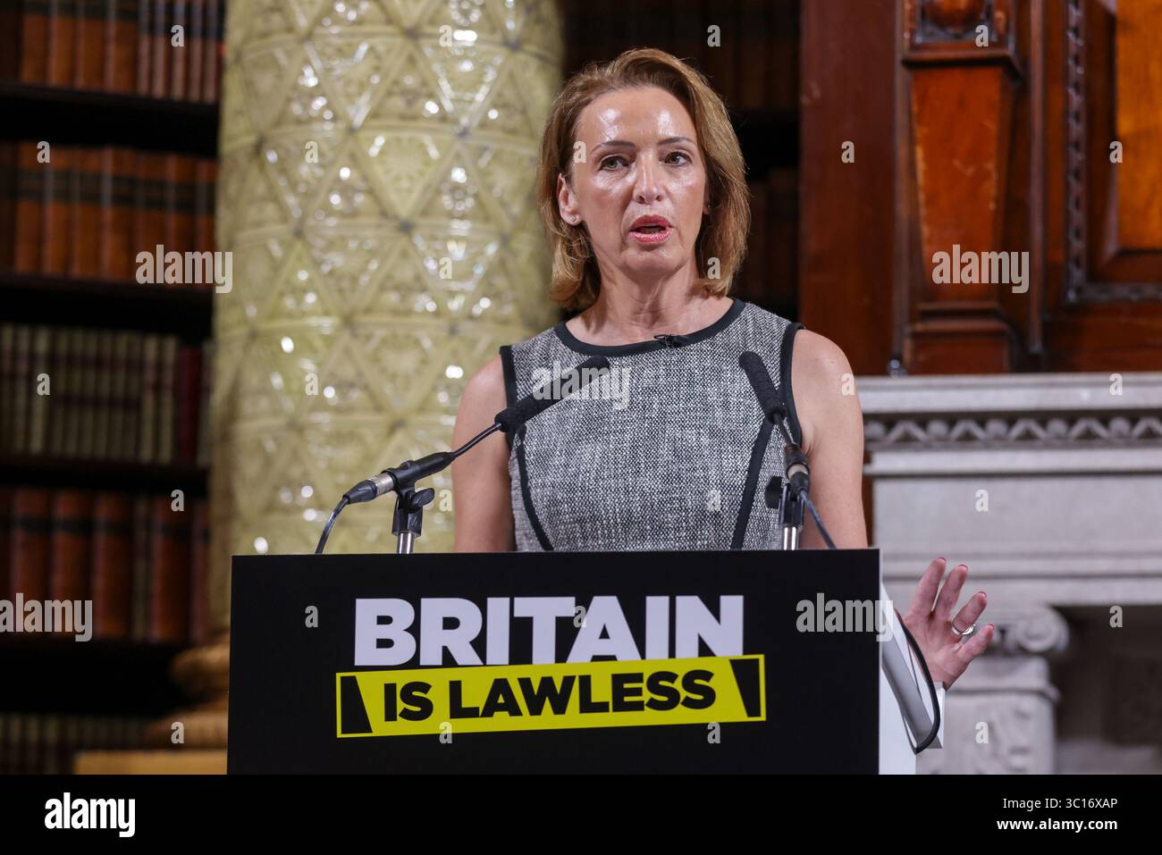 Sarah Pochin MP for Runcorn and Helsby, speaks at Reform UK press ...