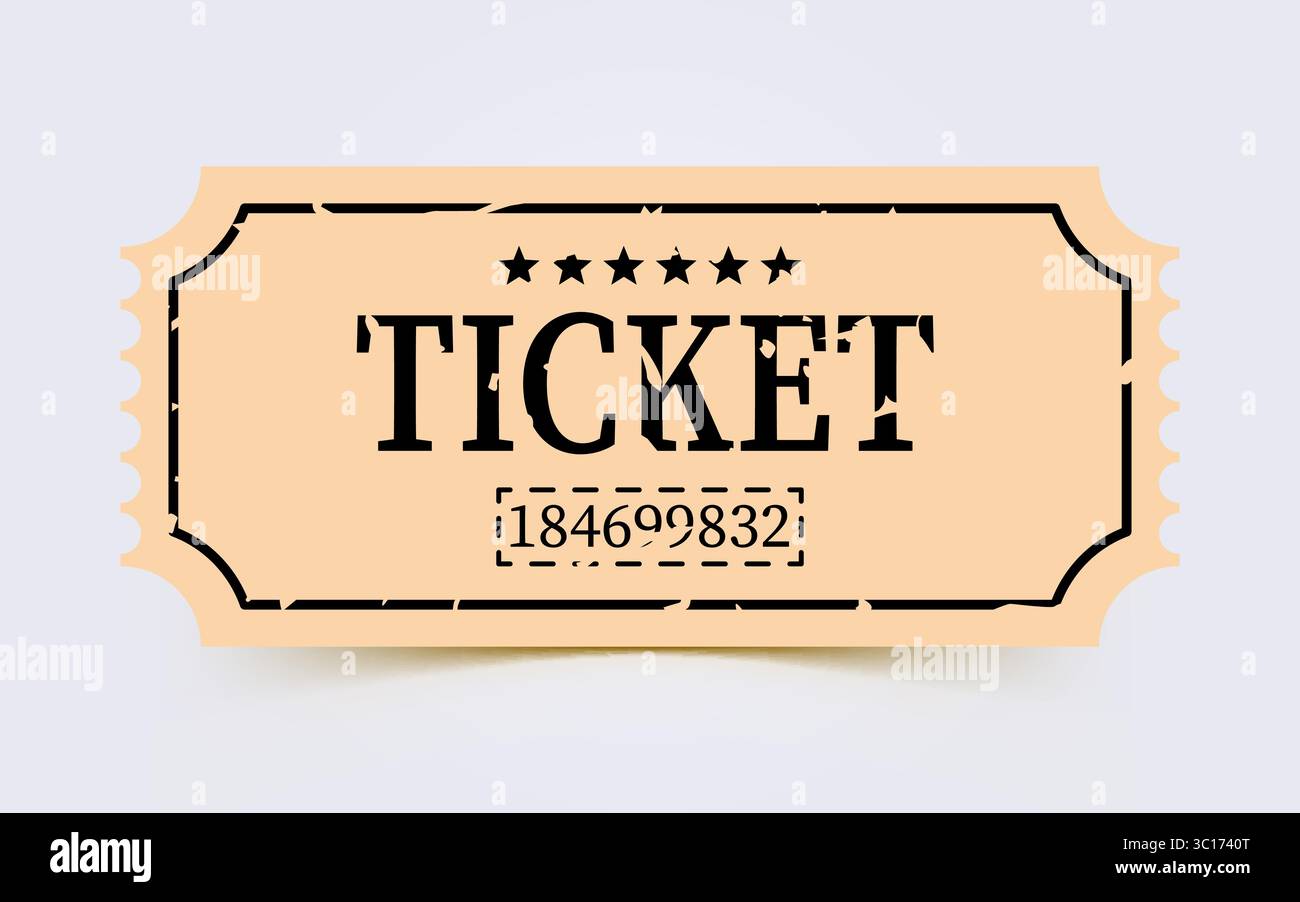 Vintage old ticket icons. Retro ticket design template. Ticket for ...