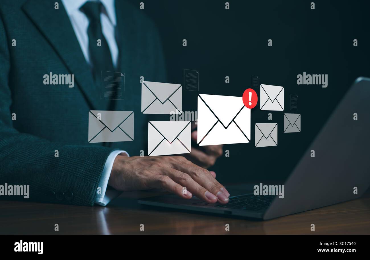 Spam mail and Phishing email, Cyber security concept. Businessman ...