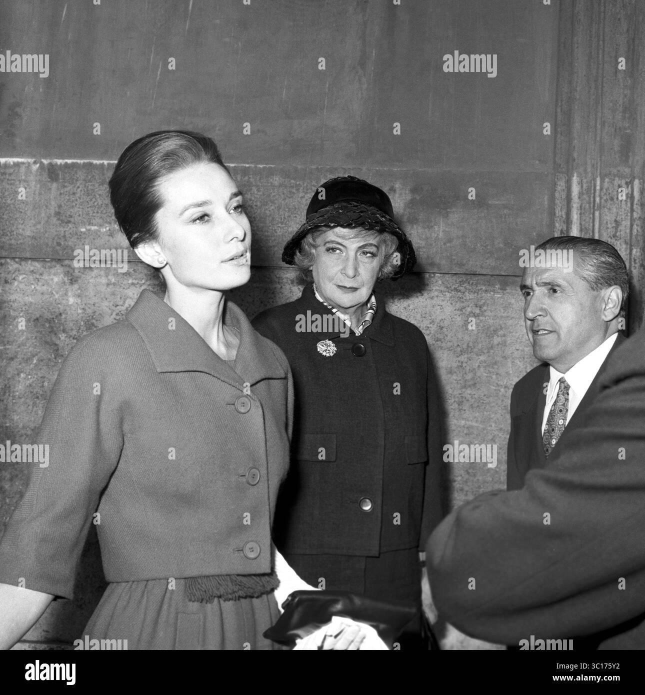 British actress Audrey Hepburn (Audrey Kathleen Ruston) arriving at the ...
