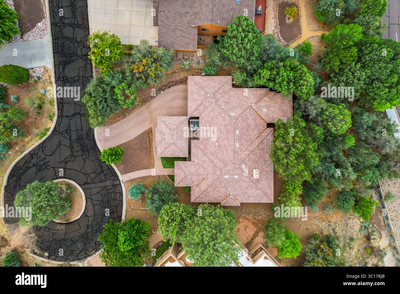Aerial footage building surrounded greenery hi-res stock photography ...