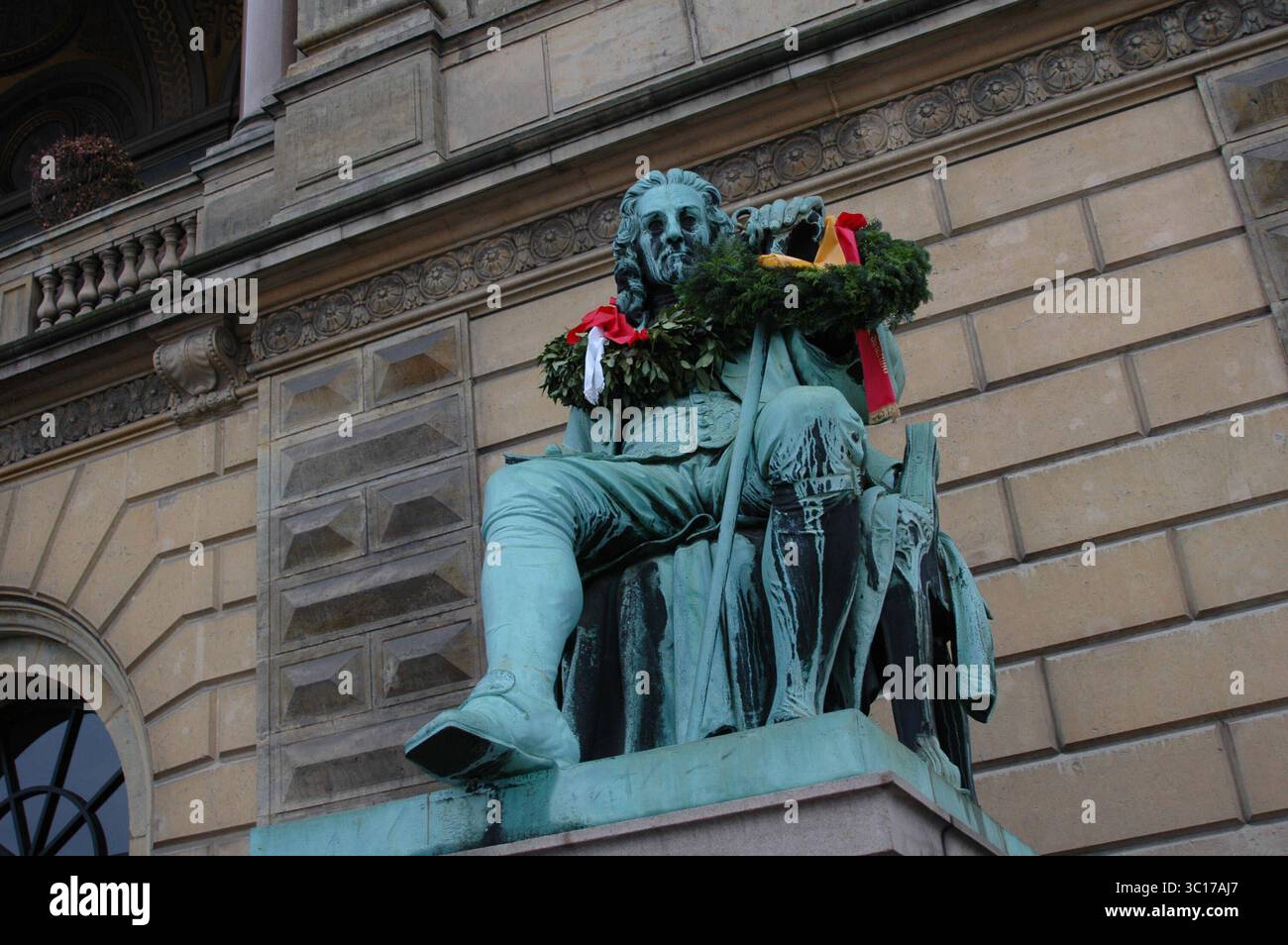Statue of Ludvig Holberg danish play writer infron of danish royal ...