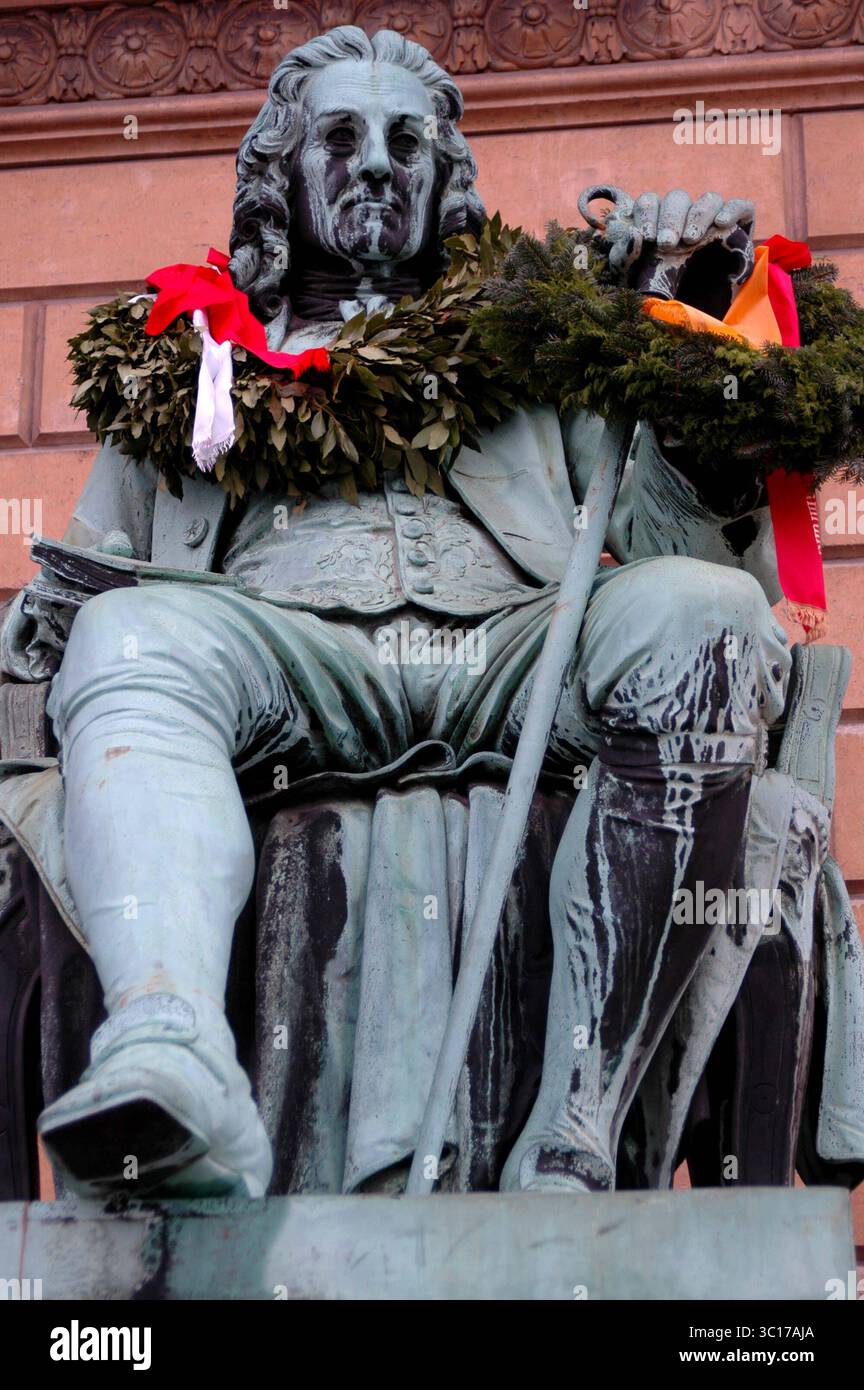 Statue of Ludvig Holberg danish play writer infron of danish royal ...